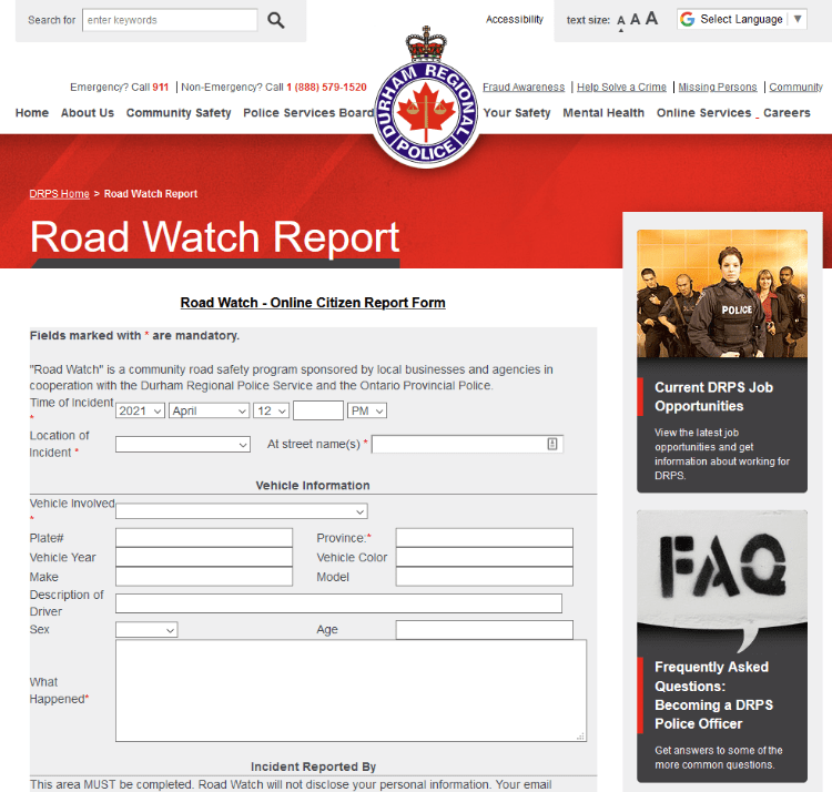 Report Unsafe Drivers – Durham Region Cycling Coalition